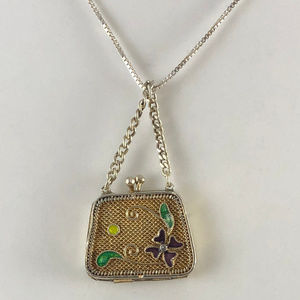 Vintage | Jewelry | Vintage Sterling Silver Mesh Purse Opens Locket ...